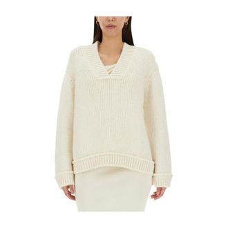Tom Ford Femme, Pulls, Beige, Taille: 38 FR Pull en laine &agrave; col en V