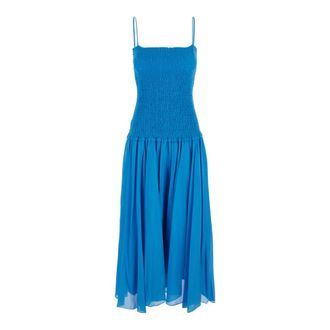 Tory Burch Femme, Robes, Bleu, Taille: 42 FR Robe Longue &agrave; Encolure Carr&eacute;e
