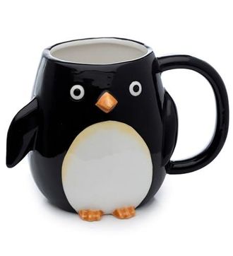 Puckator Huddle Pinguin geformter Henkel Tasse aus Dolomit-Keramik