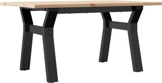 Generic Esstisch mit Naturholzplatte und Schwarzem Metallrahmen, Quadratischer K&uuml;chentisch Im Industriestil, Anwendbar f&uuml;r Kleine R&auml;ume, Fr&uuml;hst&uuml;cksecken und E