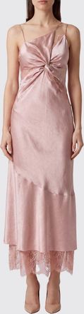 Pinko Robe nuisette midi en satin avec encolure asym&eacute;trique et empi&egrave;cements en dentelle