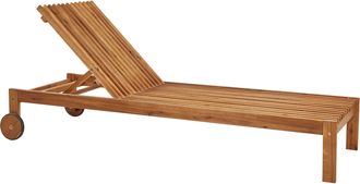 Beliani Gartenlige Akazienholz Hellbraun Latten-Optik verstellbare Lehne rollbar Bellano