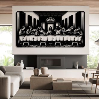 Generic Moderne minimalistische Metall-Wandkunst: Das letzte Abendmahl Jesu, Kunstwerk von Leonardo da Vinci, Wanddekoration Das letzte Abendmahl, religi&ouml;se, 
