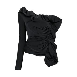 Amen 009 Abito Corto Lycra Monosp Voilant - - Blouses & Shirts - Damen - Schwarzk - XL