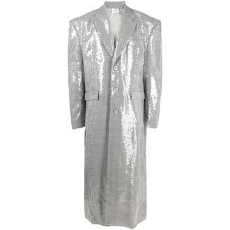 VETEMENTS Checked Sequin Coat - - Coats - Damen - Wei&szlig; - S