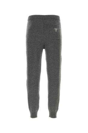 Prada Mens Dark Grey Cashmere Joggers Ardesia Exterior: Pantaloni