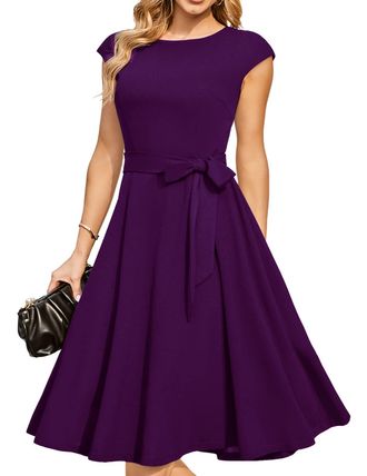 Dresstells Cocktailkleid Damen Festliche Kleider 1950er Knielang Rockabilly Hochzeitkleid Vintage Silvester Outfit Swing Elegante Weihnachtskleid Abendkleid Kurz