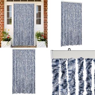vidaXL Fliegenvorhang Blau und Wei&szlig; 100x230 cm Chenille - Fliegenvorhang - Insektenschutz - T&uuml;rvorhang - Moskitonetze - Sommergarten - Home & Living
