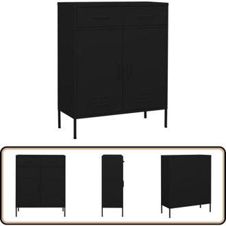 vidaXL Vidaxl - Armoire de rangement Noir 80x35x101,5 cm Acier - Meuble De Rangement - Armoire Noir - Armoire M&eacute;tallique - Rangement Salle De S&eacute;jour