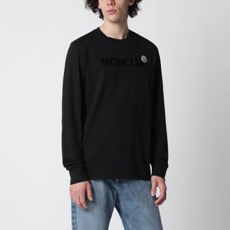 Moncler Black long-sleeved T-shirt with logo