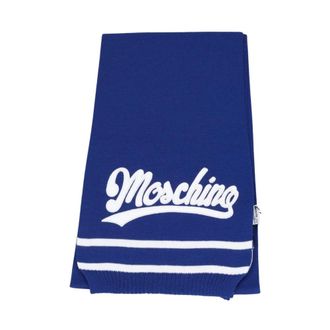 Moschino Homme, Accessoires, Bleu, Taille: ONE Size Écharpe bleue en laine et acrylique