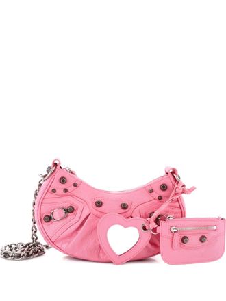 Balenciaga Le Cagole Giant Studs Chain Shoulder Bag Leather XS hobo bag - Rose
