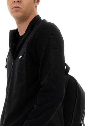 HUGO BOSS Logo-Embroidered Sweatshirt - Black