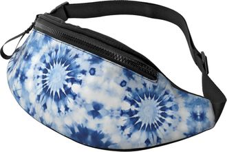Generic Multifunktionale Taillentasche Marineblauer Batikdruck G&uuml;rteltasche Taillentasche H&uuml;fttaschen F&uuml;r Wandern Spazieren Reisen 14X35Cm