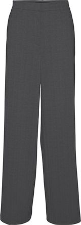 Vero Moda Damen VMSILVA MW Wide DAD Pant Stoffhose, Black/Detail:Asphalt Herringbone, S / 30L