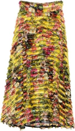 Gemy Maalouf jupe frangée à imprimé floral - Noir