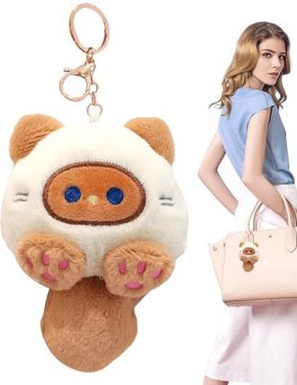 Generic Porte-cl&eacute;s en forme de chat - Cha&icirc;ne mignonne en peluche pour sac d&eacute;cole pour filles, gar&ccedil;ons, femmes, hommes | Porte-cl&eacute;s souple pour sac &agrave; dos, sac 