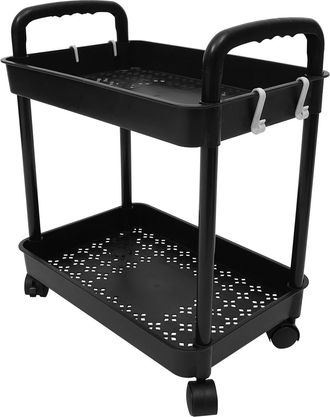 BESPORTBLE SEWACC 2 St&ouml;ckiger Rollwagen aus Langlebigem PP Material mit Schwenkr&auml;dern Schwarzer Aufbewahrungswagen f&uuml;r B&uuml;cher und Haushalt Multifunktionales Rega