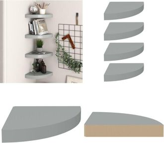 vidaXL Eck-Schweberegale 4 Stk. Grau 25x25x3,8 cm mdf - Eckregal - Wandregal - Schwebender Regal - Graues Regal - Wohnwandregal - Home & Living