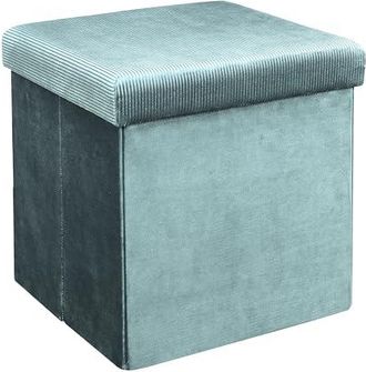 The Home Deco Factory HD6811 Coffre Pouf Pliable - Rangement Velours Côtelé - Pratique et Moderne - Salon ou Chambre - Toucher Doux - 38x38x38 cm - Bleu Canard