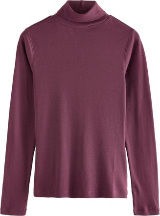 Next Damen Standard Lang&auml;rmeliges Rippstrickoberteil mit Rollkragen Burgunderrot XS
