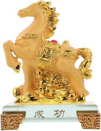 BESPORTBLE Dekorative Chinesische Pferdefigur aus Harz Stabile Basis Gl&uuml;ckssymbol f&uuml;r Wohlstand und Erfolg Vielseitige Tischdeko f&uuml;r B&uuml;ro Auto und Zuhause Gesche