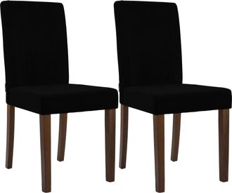 Clp Esszimmerstuhl 2er Set gepolstert mit Lehne Ina, K&uuml;chenstuhl mit Bezug aus Cord, stabiles Gestell aus Holz, Farbe:schwarz, Gestell Farbe:antik-dunkel