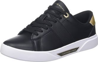 Tommy Hilfiger Damen Court Sneaker Chic Panel Court Sneaker aus Leder, Schwarz (Black), 36