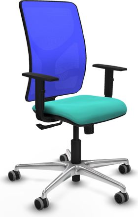 Piqueras y Crespo Hochwertiger Schreibtischstuhl mit 1D-Armen, h&ouml;henverstellbare Lendenwirbelst&uuml;tze, ausgestattet mit 3 Positionen und Schneideschaum, Blau/T&uuml;rkis