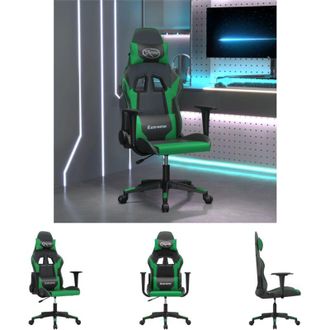 vidaXL The Living Store Gaming-Stuhl Schwarz und Gr&uuml;n Kunstleder - Gaming-Sessel