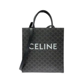 Celine Pre-owned Medium Vertical Cabas Triomphe Canvas Calf Tote Bag - Femme - Pre-owned - Noir - Taille: ONE Size