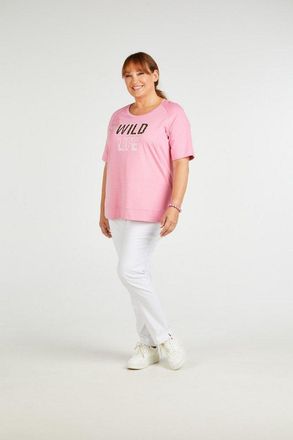 Mona Lisa Print-Shirt Gro&szlig;e Gr&ouml;&szlig;en rosa mit Motiv