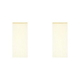 Relaxdays Fadenvorhang, 90x245 cm, mit Tunneldurchzug, kürzbar, für Türen & Fenster, Fadengardine, waschbar, beige (Packung mit 2)