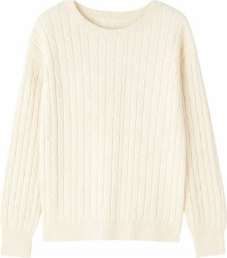2-Biz Femme, Pulls, Beige, Taille: 42/44 FR Tricot &agrave; col rond