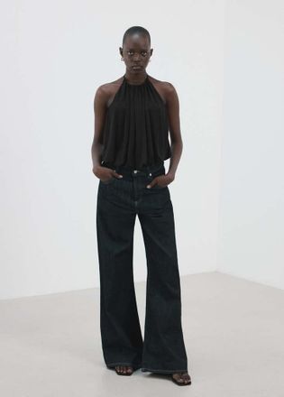 Mango Neckholderbody mit Ballon-Effekt schwarz - Damen - S - MANGO