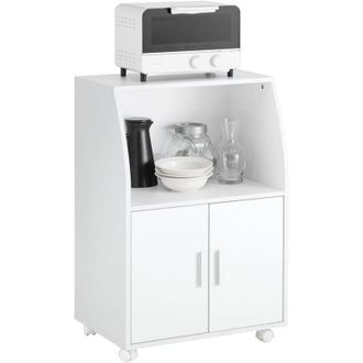 SoBuy SoBuy Meuble Cuisine à roulettes - Desserte Cuisine avec Portes et Étagère Réglable - Meuble de Rangement Compact pour Micro-Ondes, Bureau ou Salle à