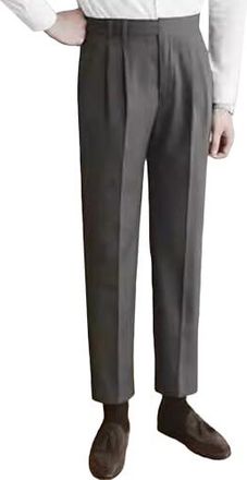 Generic Pantalon habill&eacute; classique pour homme - Confort haut de gamme - Pantalon d&eacute;contract&eacute; pliss&eacute; sur le devant, gris fonc&eacute;, 44