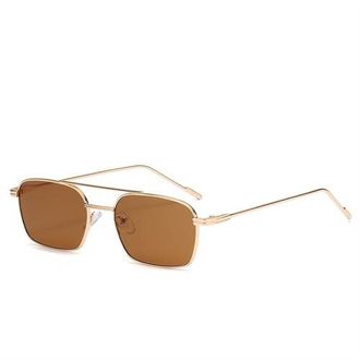 Generic Lunettes De Soleil &Agrave; Petite Monture En M&eacute;tal For Hommes, For Sports Plein Air Et Conduite(Brown)