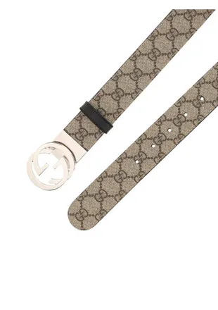 Gucci Mens Belt Beige Ebony-Black Cotton Ebony/black