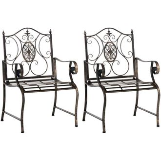 Clp Ensemble de 2 chaises de jardin Punjab avec des accoudoirs en bronze