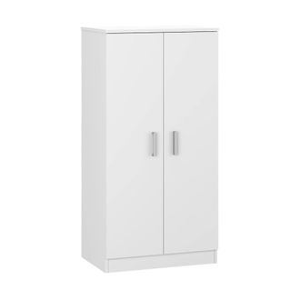Dmora 2-t&uuml;riger Mehrzweckschrank Alcudia, Multifunktionale M&ouml;bel, Schuhschrank, Besenschrank, 55x35 h108 cm, Mattwei&szlig;