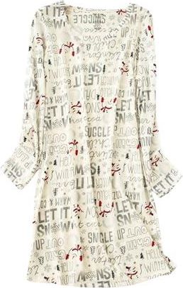 Generic Chemises De Nuit Femme Manche Lougue Lingerie Mini Robe Nuit Elégant Légers T Shirt De Nuit Sexy Chic Respirants Pyjama Dintérieur Imprimée Grande Tai