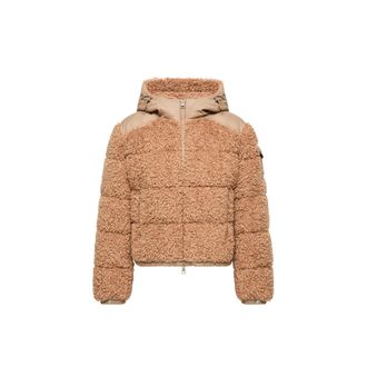 Moncler Moncler Doudoune Courte &Agrave; Capuche En Teddy Alpestre, Femme, Beige, Taille: 00
