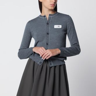 Maison Margiela Grau melierter Wollmisch-Cardigan