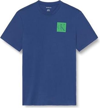 Calvin Klein T-Shirt Manches Courtes Homme Gradient Monogram Logo en Coton, Bleu (Blue Jean), XL