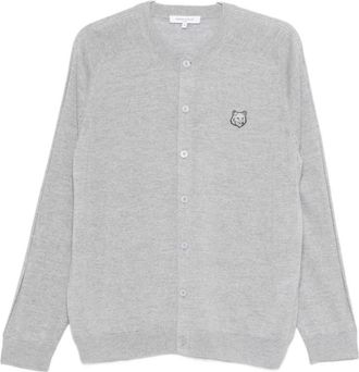 Maison Kitsun&eacute; Homme, Pulls, Gris, Taille: L Fox Head Fine Merino Cardigan