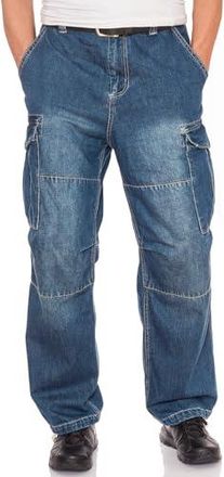 Jetlag Jean cargo pour homme Coupe décontractée, bleu clair, 32W x 32L