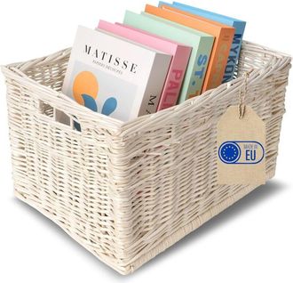 Creative Home Panier de Rangement en Osier Blanc - 40 x 30 x 24 cm