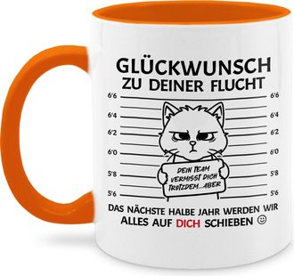 Shirtracer Tasse Tassen 325ml - Abschiedsgeschenk Kollegen I Gl&uuml;ckwunsch zu deiner Flucht I Abschiedsgeschenk Kollegen Jobwechsel I Kollege Abschied Geschenk Ruh