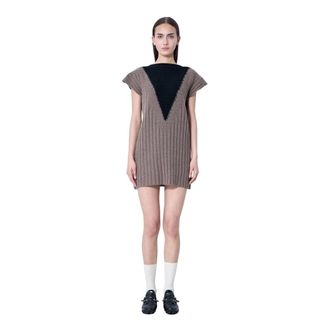 Kiko Kostadinov Rippstrickkleid mit Kontrastpaneelen - - Dresses - Damen - Braun - M